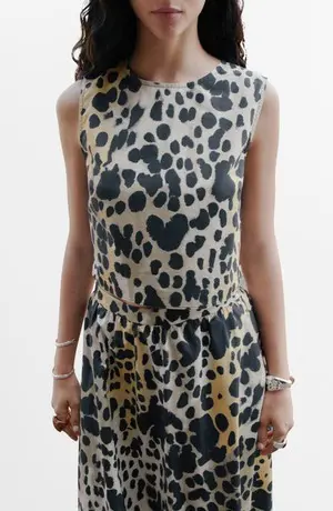 Mango Cheetah Print Sleeveless Crop Top