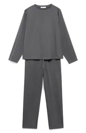 Mango Plain Cotton Pajamas - Charcoal