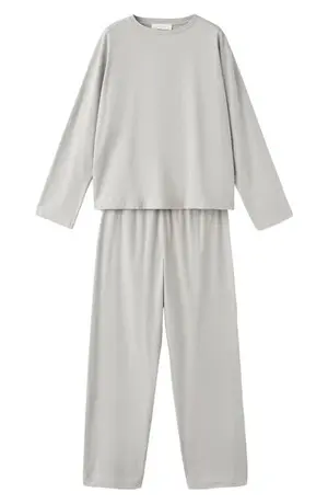 Mango Plain Cotton Pajamas - Light Grey