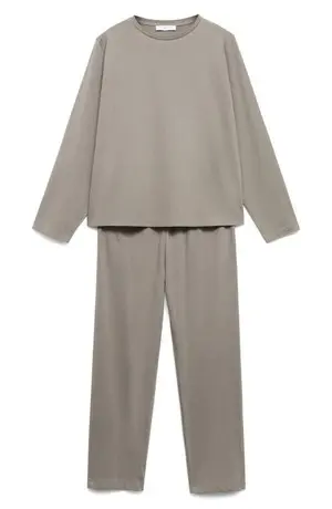 Mango Plain Cotton Pajamas - Medium Brown