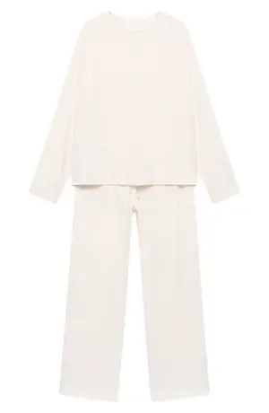 Mango Plain Cotton Pajamas Vanilla