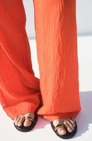 Mango Crinkled Wide Leg Drawstring Trousers