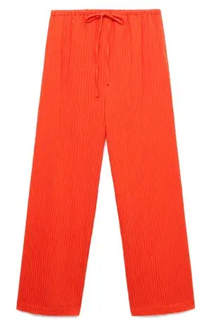 Mango Crinkled Wide Leg Drawstring Trousers