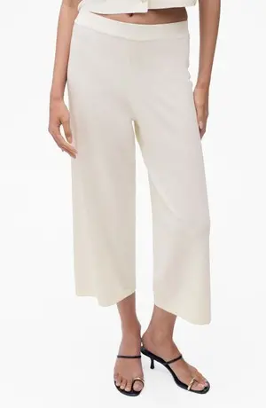Mango Knit Cropped Pants - Ecru