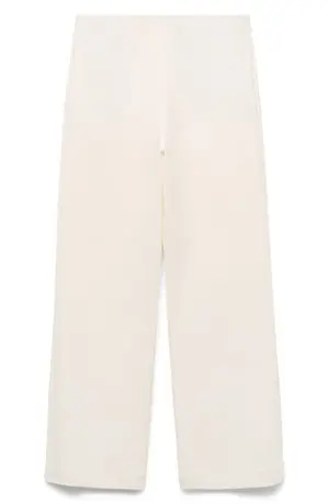 Mango Straight Fit Cotton Blend Trousers - Ecru