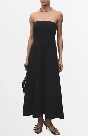 Mango Strapless A-line Maxi Dress