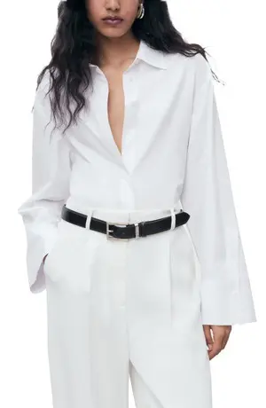Mango Poplin Crop Button-up Shirt