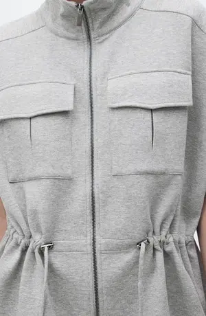 Mango Short Sleeve Adjustable Waist Jacket - Medium Heather Grey