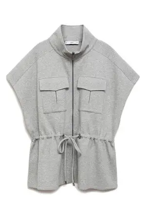 Mango Short Sleeve Adjustable Waist Jacket - Medium Heather Grey