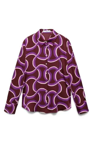 Mango Abstract Print Button-up Shirt - Purple