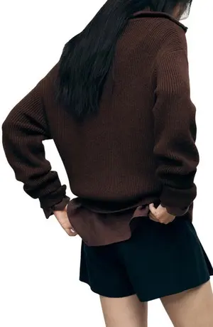 Mango Half Zip Sweater - Chocolate