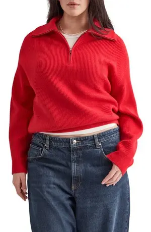 Mango Half Zip Sweater - Red