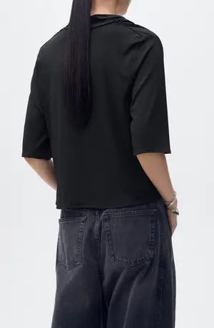 Mango Drape Neck Top - Black