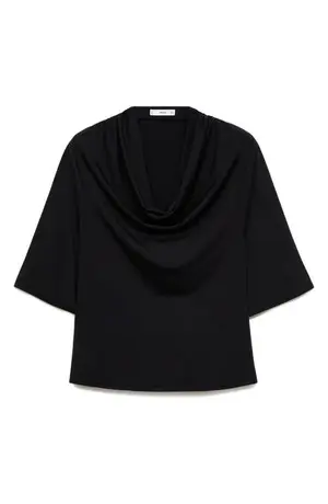 Mango Drape Neck Top - Black