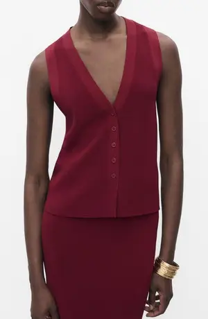 Mango V Neck Vests For Women