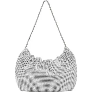 Mango Crystal Mesh Shoulder Bag - Silver