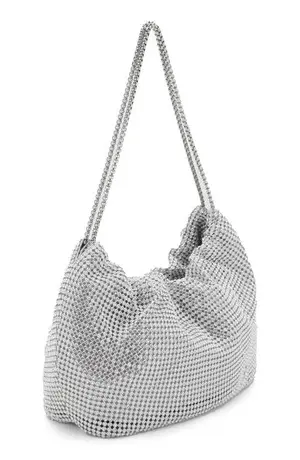 Mango Crystal Mesh Shoulder Bag - Silver