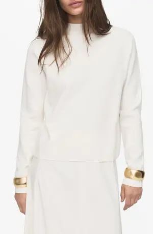 Mango Funnel Neck Relaxed Sweater - Ecru