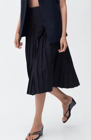 Mango Pleated Midi Skirt