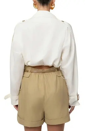 JLUXLABEL Wanderlust Long Sleeve Crop Top - Ivory