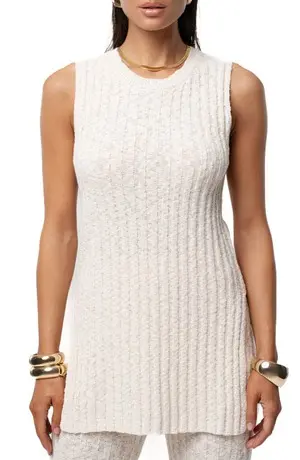 JLUXLABEL Sleeveless Cable Knit Sweater - Ivory