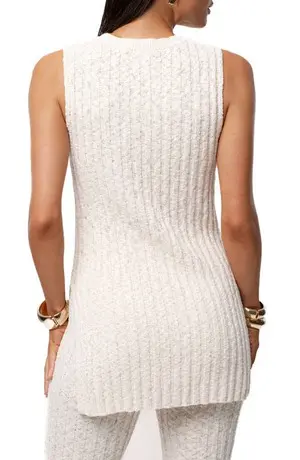 JLUXLABEL Sleeveless Cable Knit Sweater - Ivory