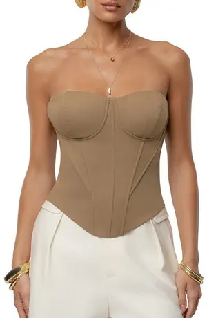 JLUXLABEL Strapless Corset Top - Brown