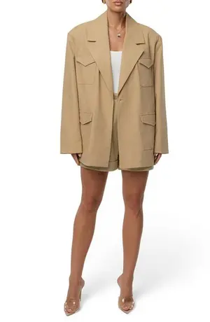 JLUXLABEL Relaxed Fit Longline Blazer - Beige