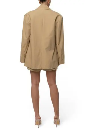 JLUXLABEL Relaxed Fit Longline Blazer - Beige