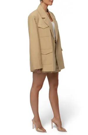 JLUXLABEL Relaxed Fit Longline Blazer - Beige