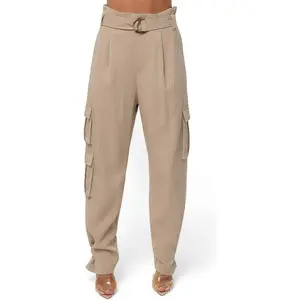 JLUXLABEL Belted Cargo Pants With Pleated Front