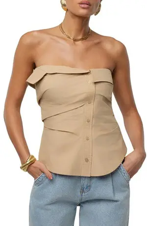 JLUXLABEL Riviera Strapless Top - Beige
