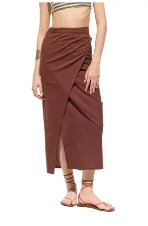 GOTTEX Terra Sarong Style Wrap Skirt Cover-up - Brown