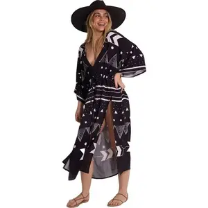 GOTTEX BEACH LIFE Mist & Sand Robe Cover-up - Black-white
