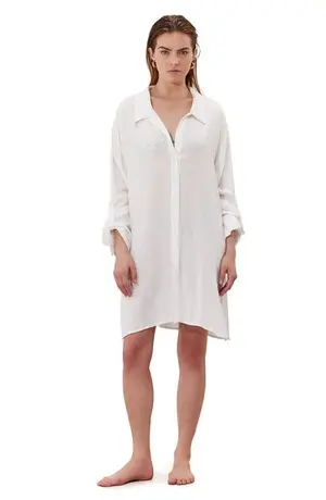 GOTTEX BEACH LIFE Solena Crêpe Shirt Dress Cover-up - White