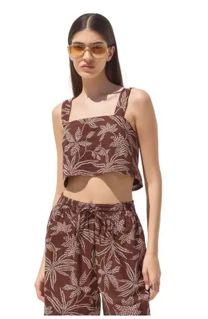GOTTEX Printed Crop Top Cover-up - Multi-brown