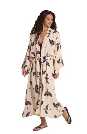 GOTTEX BEACH LIFE Soar & Shore Robe Cover-up - Black-cream