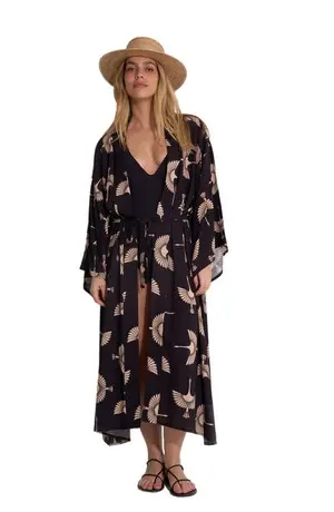 GOTTEX BEACH LIFE Soar & Shore Robe Cover-up - Black-multi
