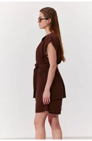 GOTTEX Sleeveless Vest Cover-up - Brown