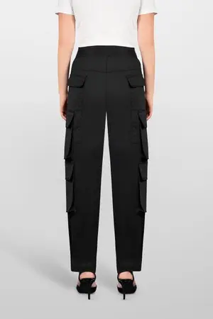 LAURA APARICIO Oversized Cotton Cargo Pants - Black