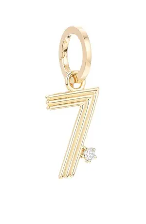 Adina Reyter Number Charm Pendant - Yellow Gold/diamond-7