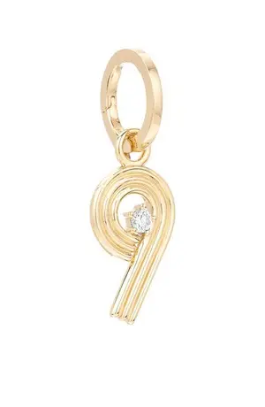 Adina Reyter Number Charm Pendant - Yellow Gold/diamond-9
