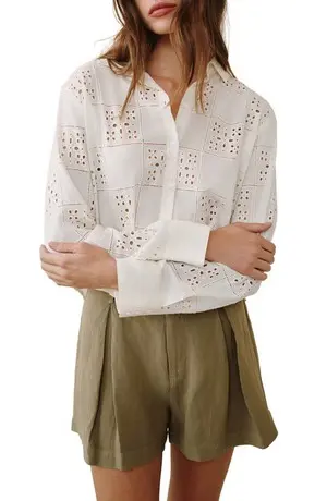 Bella Dahl Embroidered Eyelet Button-up Shirt - Soft Ivory