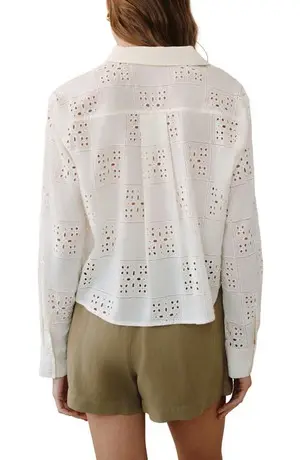 Bella Dahl Embroidered Eyelet Button-up Shirt - Soft Ivory