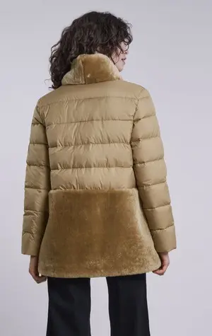 BLUE DUCK Down And Shearling Down Jacket - Camel