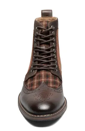 STACY ADAMS Finnegan Wingtip Lace-up Boot - Brown Multi