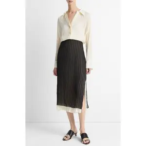 Vince Striped Layered Midi Skirt