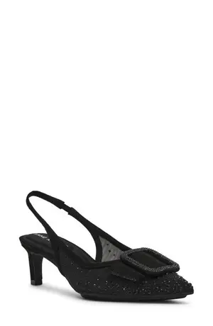 Anne Klein Ilanna Slingback Pointed Toe Pump - Black Crystal