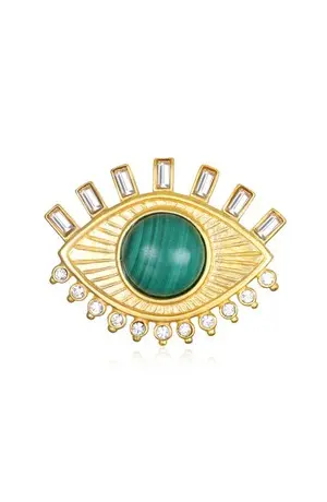 Sequin Dalila Evil Eye Talisman Brooch - Green