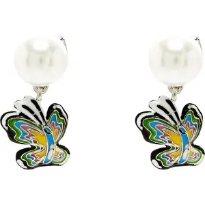 Marc Jacobs Butterfly Faux Pearl Drop Earrings - Silver/multi
